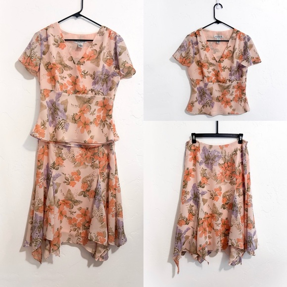 Rena Rowan | Skirts | Rena Rowan Vintage Floral Matching Top And Skirt ...